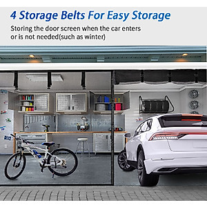 Garage Door Screen For 1 Car 10x8FT, Magnetic Screen Garage with Retractable Fiberglass Mesh and Heavy Duty Weighted Bottom, Easy Assembly & Pass, Hands Free Screen Door w/ 40 Magnets for Garage/Patio