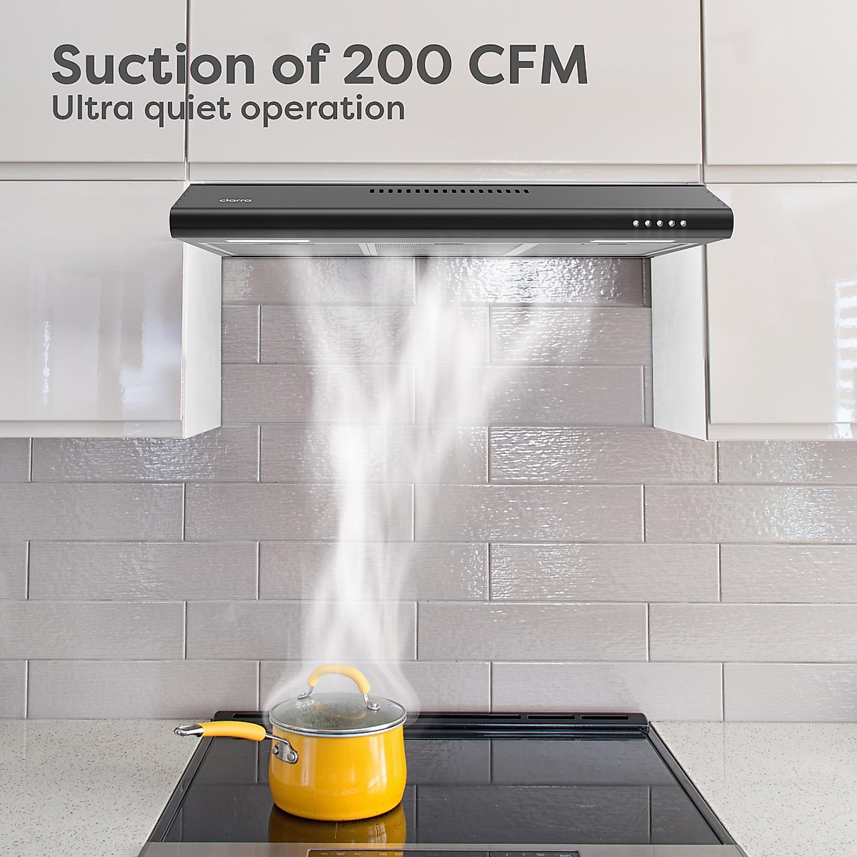 CIARRA Black Range Hood 30 inch Under Cabinet Ductless Range Hood Vent for Kitchen with Anti-fingerprint Design, 3 Speed Exhaust Fan