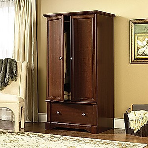 Sauder Palladia Armoire, Select Cherry Finish & Select Collection 5-Shelf Bookcase, Select Cherry Finish