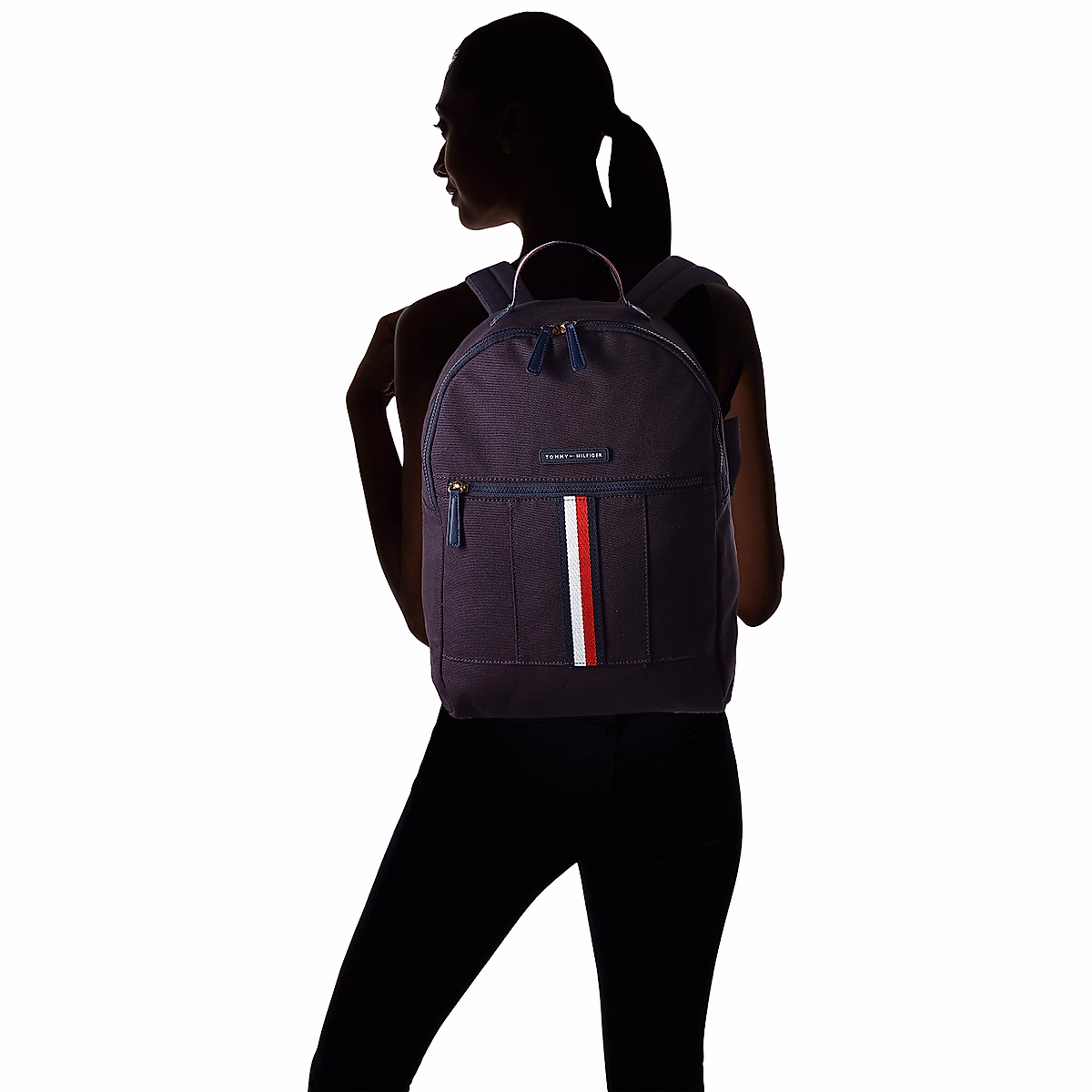 Tommy Hilfiger unisex adults for Women Th Flag Canvas Backpack, Tommy Navy, One Size US
