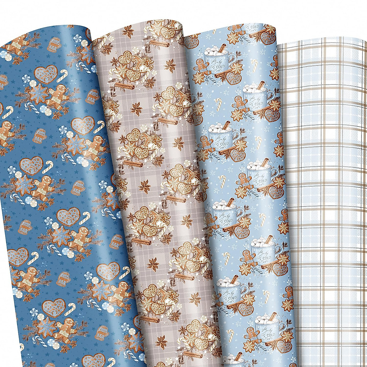 FIEHALA Flat Wrapping Paper Sheets - 8 Sheets with 4 Unicorn Patterns - Pre Cut & Folded Flat Design (20 inches × 27.5 inches per sheet)