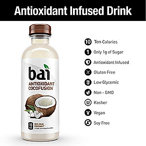 Bai Coconut Flavored Water, Molokai Coconut, Antioxidant Infused Drinks, 18 Fl Oz (Pack of 12)