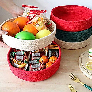 tbpersicwT Storage Basket Stackable Large Capacity Simple Design Decorative Woven Cotton Rope Baskets for Bedroom Red