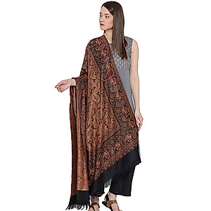 Weavers Villa Women's Pashmina Wool Blend Indian Handicraft Woven Shawls, Scarf, Wraps [Large Size: 40" X 80"]