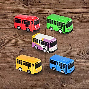 ZOTIN 5Pcs Little Bus Tayo Toy, Pull Back Mini Bus Toy Set, Cartoon Colors Cars Model, Gift for Friend and Children