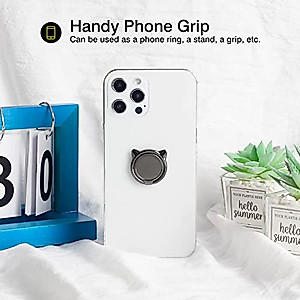[2 Pack] Cat Ears Glossy FinishCell Phone Ring Holder Stand, 360 Degree Rotation Finger Ring Kickstand with Polished Metal Phone Grip for Magnetic Car Mount, Smartphone Accessories（Black）