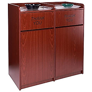 Displays2go Trash Receptacle for (2) 36 Gallon Bins, Thank You Message - Mahogany (LCKDPZSSSM2)