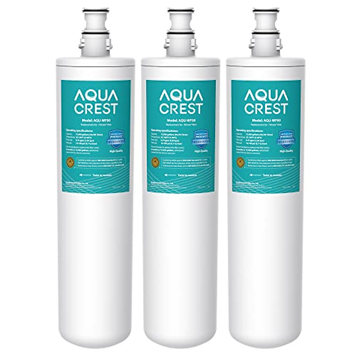 AQUA CREST 3US-PF01 Under Sink Water Filter, NSF/ANSI 42 Certified Replacement for Advanced Filtrete 3US-PF01, 3US-MAX-F01H, Delta RP78702, Manitowoc K-00337, K-00338 Water Filter, 3 Pack, No.AQU-WF00