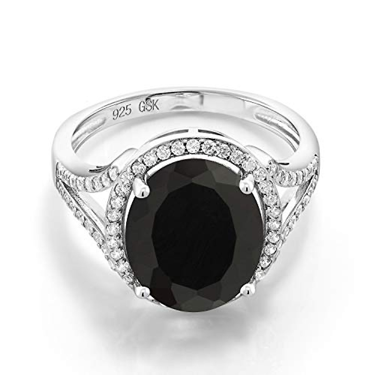 Gem Stone King 925 Sterling Silver 12X10MM Oval Gemstone Birthstone Halo Engagement Ring | Wedding Anniversary Promise Ring For Women | Available In Size 5,6,7,8,9