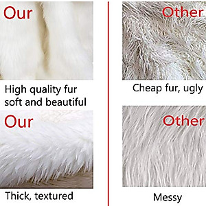 AOGU 48 Inch Faux Fur Christmas Tree Skirt White Plush Skirt for Merry Christmas Party Christmas Tree Decoration