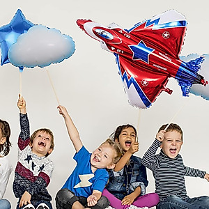 40"Airplane Balloons - Fighter Jet Shaped Foil Mylar Balloons for Baby Shower Kids' Boys Birthday Party Supplies Decorations