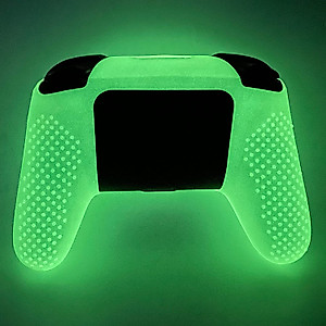 HLRAO Controller Skins Silicone Grip Glow in The Dark Protective Case for Nintendo Switch Pro Controller + 6 Grips Accessories Glow in The Dark.