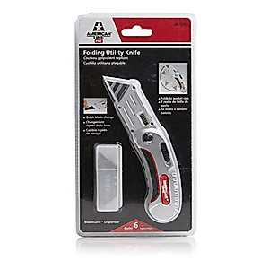 American Line Folding Utility Knife with 6 Blades - Ergonomic Handle Design with Quick Blade Change Technology - 65-0203