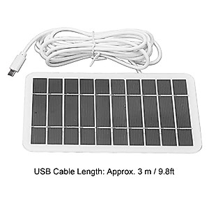 Solar Panel Charger,2W USB Mini Solar Panel, 5V Polysilicon Low Power Electrical Appliances Solar Charger with 9.8 Foot USB Cable, for Mobile Phone, Water Pumps, Street Lights etc, 2W USB Mini S