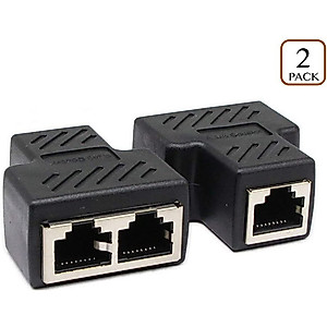 Poyiccot RJ45 Splitter Adapter, Ethernet Splitter 1 to 2 Network Adapter CAT 5/CAT 6 LAN Splitter Ethernet Socket Connector Adapter 1 Pair