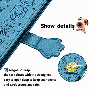 ONV Wallet Case Compatible with Samsung Galaxy S9 Plus - Sparkly Cute Animal Leather Folio Cover + Strap Card Holder Anti-Shock Stand Magnet Flip Case Compatible with Samsung Galaxy S9 Plus [MG] -Blue