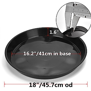 GRESPRI 18 Inches Sturdy Black Plant Saucers 6 Packs Heavy-Duty Large Plant Trays, Durable Plant Pot Containers, Plastic Plant Drip Trays for Indoor/Outdoor Plants. (16.2 inches in Base)