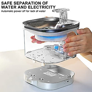 Spofan Cat Water Fountain Battery Operated, 2L/67oz Automatic Infrared Sensing Pets Waterer Fountain for Cats/Dogs Inside with Wireless Pump, Foodgrade 304 Stainless Steel Tray, 3 Filters