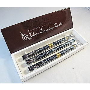 SET 3 THAI FRUIT AND SOAP CARVING KNIFE KNIVES BRASS HANDMADE BLACK COLOR