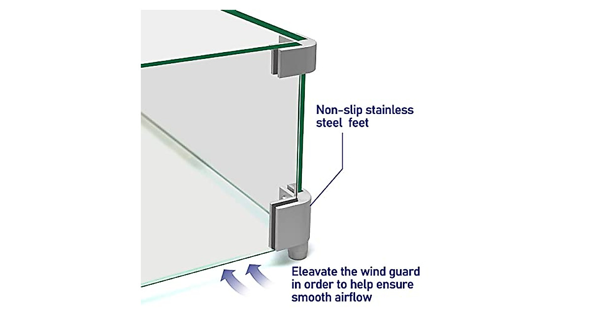 APWONE 19"x19"x6" Tempered Glass Flame Guard Square Fire Pit Wind Guard ...