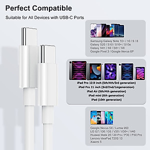 GKW iPhone 15 Plus Cord USB-C Cable 6ft Certified for iPad Air/iPad/iPad Pro/iPad Mini/iPhone 15 with USB-C Port,White 1Pack, GS-W20A0938