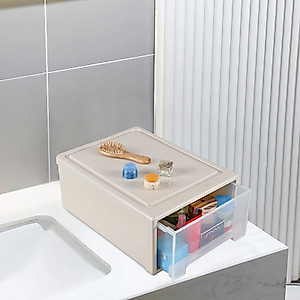 Udotry 4 Packs 18 Quart Plastic Stacking Storage Drawers, Large Stackable Drawer Unit