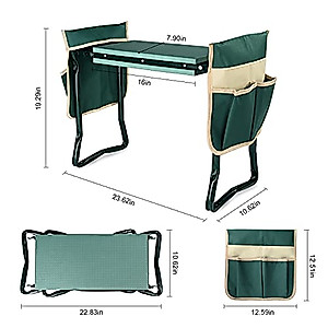 KVR Upgraded Garden Kneeler and Seat with Thicken & Widen Soft Kneeling Pad,Heavy Duty Foldable Gardener Stool with 2 Tool Pouches ,Gardening Gifts for Women Mom Men Seniors¡­…