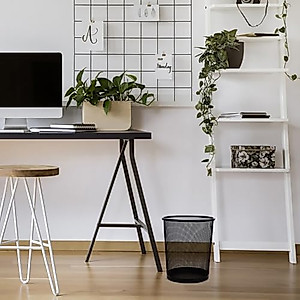 Waste Paper Basket Small Cylinder Trash Can for Home or Office Mesh Round Bins, Reinforced Solid Rim and Base for Garbage or Recycle