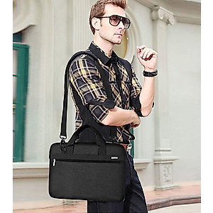 Voova Laptop Bag 17 17.3 Inch, 360° Protective Laptop Case Sleeve with Shoulder Strap Compatible with 17-18 Inch Lenovo Asus Acer Dell Hp, Waterproof Computer Bag Slim Briefcase for Men Women, Black