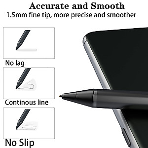 Stylus Pens for Touch Screens, Active Stylus Pens for Samsung iPhone,LG,ipad, Smart Phone and Tablets Drawing&Writing (Black)