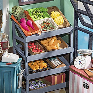 Rolife DIY Miniature House Kit Carl's Fruit Shop, Tiny House Kit for Adults to Build, Mini House Making Kit with Furniture, Halloween/Christmas Decorations/Gifts for Family Friends (Carl's Fruit Shop)