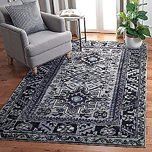 SAFAVIEH Vintage Hamadan Collection Area Rug - 9' x 12', Blue & Grey, Oriental Traditional Persian Design, Non-Shedding & Easy Care, Ideal for High Traffic Areas in Living Room, Bedroom (VTH211N)