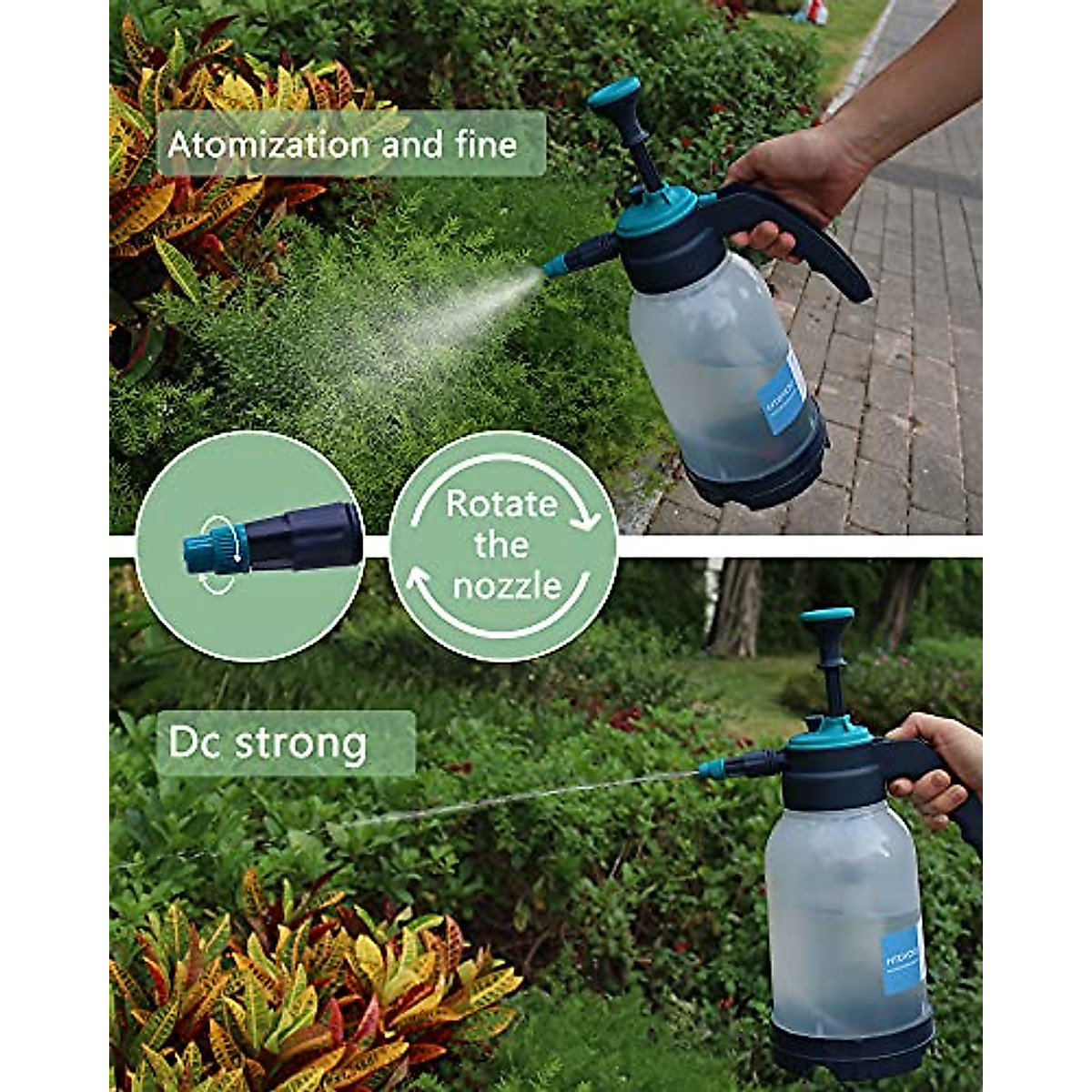 0.5 Gallon Hand Pump Sprayer, Hand Held Garden Sprayer, Water Spray Unit with Adjustable Nozzle and Extra Extended Spray