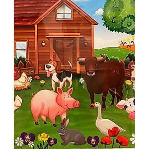 Kadazzel Disposable Place Mats, 40 Fun Farm Animal Disposable Sanitary Baby Toddler Sticky Mat