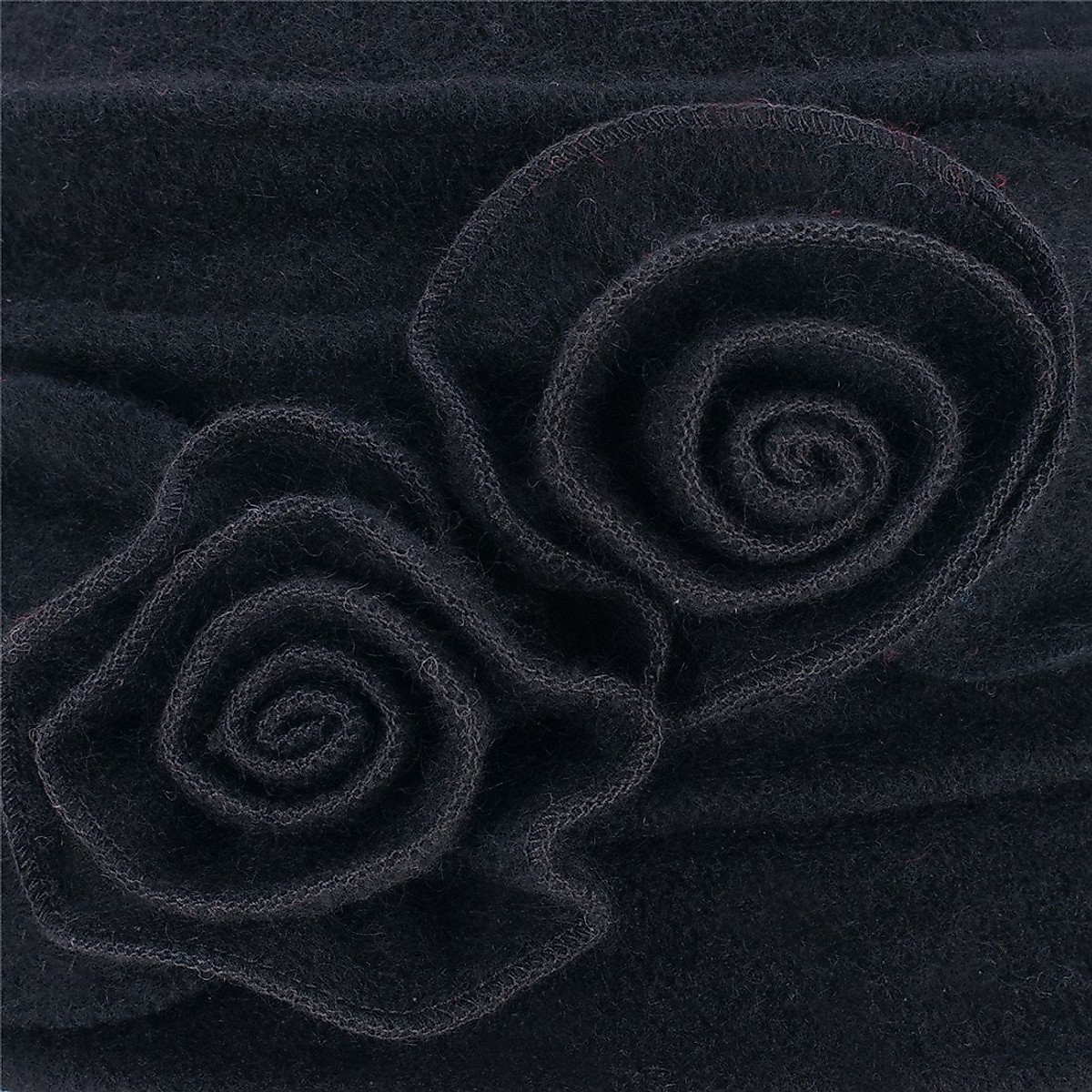 1920s Gatsby Womens Flower Wool Warm Beanie Bow Hat Cap Crushable A287 (Black)