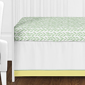 Sweet Jojo Designs Yellow, Green and White Sunflower Boho Floral Baby Girl Nursery Crib Bedding Set - 11 Pieces - Farmhouse Watercolor Flower