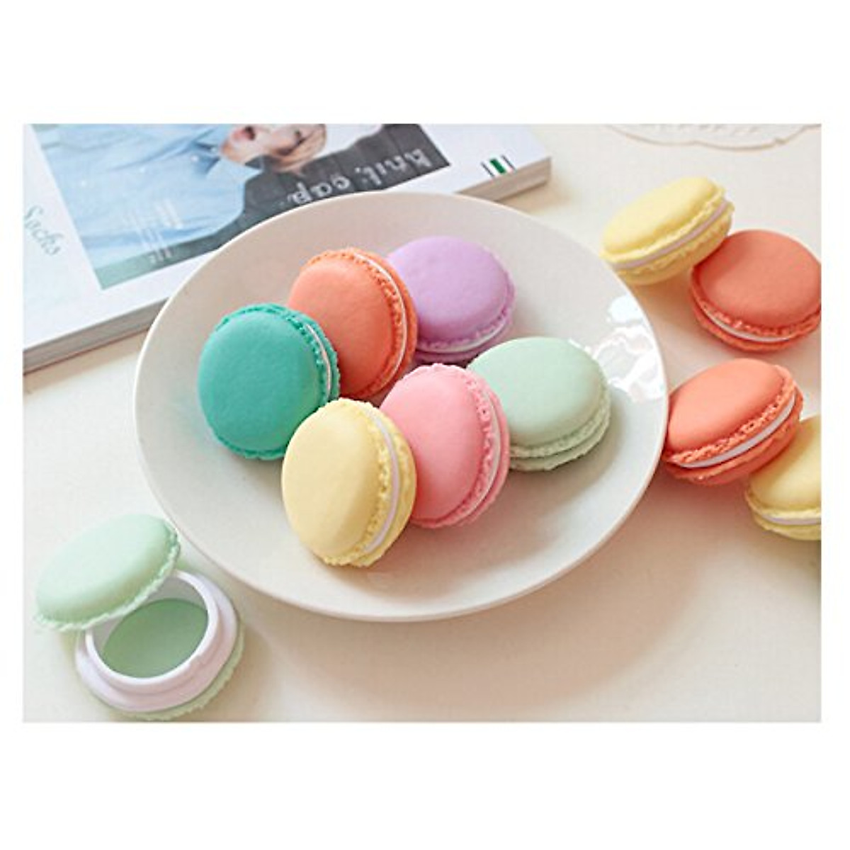 VNDEFUL 6PCS Colorful Lovely Mini Macarons Portable Travel Storage Box Case Jewellery Organizer Earring Ring Necklace Cosmetic Pill Container