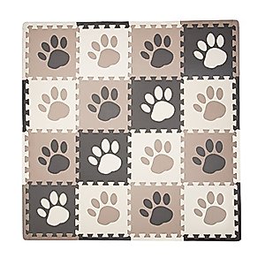 Tadpoles Baby Play Mat, Kid's Puzzle Exercise Play Mat – Soft EVA Foam Interlocking Floor Tiles, Cushioned Children's Play Mat, 16pc, Pawprint, Brown, 50x50