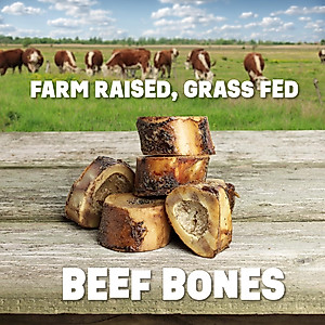 PUPDAWGS Dog Bones for Aggressive Chewers | Hickory Smoked Flavor Beef Bone Slices | Dog Bones for Small Dog | All Natural Dog Bone Treats Made in The USA - 3 - Wrapped Sets of 6 (18 Piece Pack)