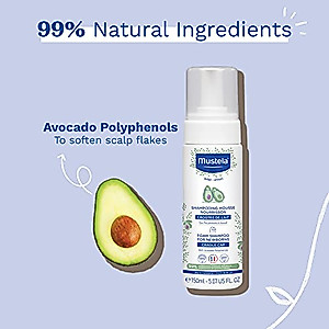 Mustela Cradle Cap Foam Shampoo for Newborn - Fragrance-Free Baby Shampoo for Seborrheic Dermatitis - Helps to minimize Scalp Flakes - Clinically & Dermatologist Tested - 5.07 fl. oz.