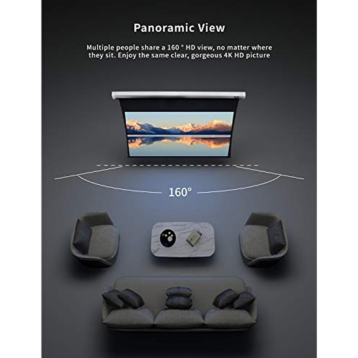 VIVIDSTORM-Deluxe Tensioned Screen,Electric Tab-tensioned Drop Down with White Cinema Screen,White Housing Ceiling and Wall,Compatible with Normal Projector,V6JLW120H