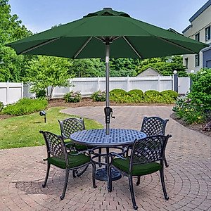ABCCANOPY 9FT Market Umbrella 3-Year-Non-Fading OLEFIN Canopy Patio Outdoor Aluminum Table Umbrella with 8 Sturdy Ribs, Forest Green