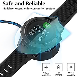 Charger Compatible for Garmin Fenix 5/5S/5X, Fenix 6/6S/6X, Fenix 7/7S/7X, Fenix 8 Charger Charging Stand, Charging Dock Station Cradle Holder with 1m USB Cable for Vivoactive 3/4/5 Smartwatch