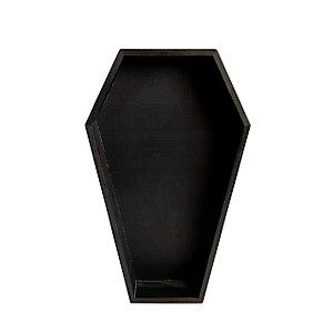 Black Painted Wood Coffin Tray – 13.5 Inch Coffin Shaped Serving Tray Box, Great for Candy, Keys, Candles - Perfect Halloween Décor | 13.5" x 8.5"