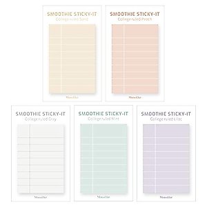 Monolike Smoothie College Ruled Sticky-it - 5p Set Self-Adhesive Memo Pad 50 Sheets