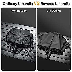 G4Free 62 Inch Large Golf Umbrella Compact Reverse Travel Umbrella 10 Ribs Windproof for Rain Double Canopy Automatic Open Close (Black)