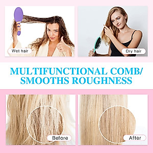 Nuenen 6 Pcs Wet Detangler Hair Brush Travel Dry Hair Brushes Detangling Hairbrush with Soft Bristles for Women Men Girls Boys(Bright Colors)