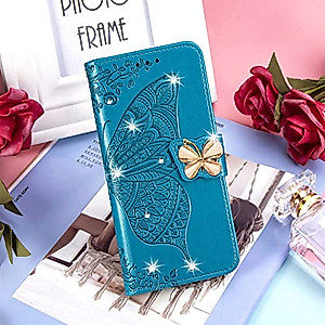 HUANGTAOLI PU Leather Wallet Flip Case for Oppo Reno8 5G, Wallet Case with Card Slots Stand Magnetic Closure Diamond Bling Phone Cover for Oppo Reno8 5G