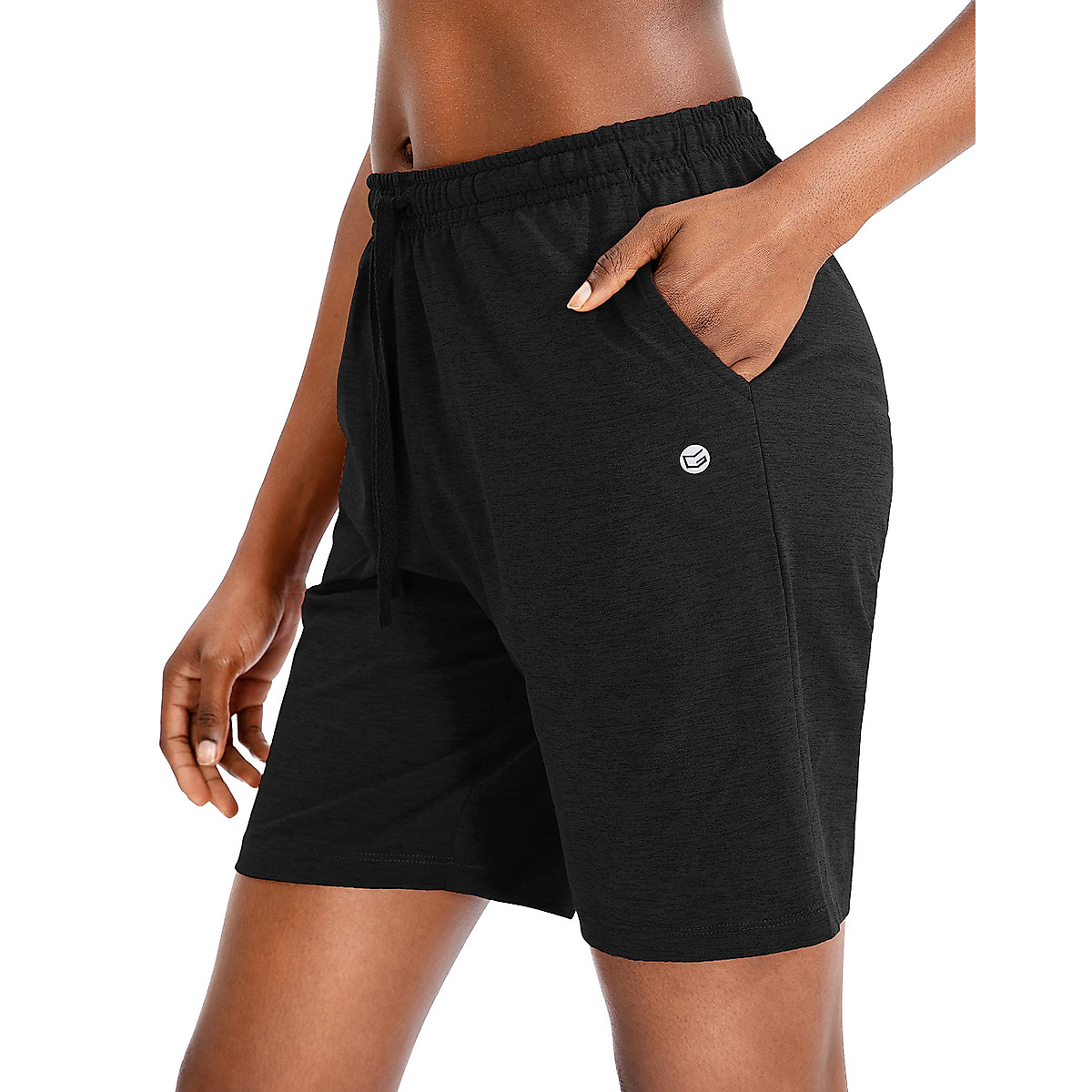 G Gradual Women's Bermuda Shorts Jersey Shorts with Deep Pockets 7" Long Shorts for Women Lounge Walking Athletic (Black, X-Large)