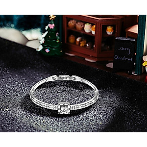 Menton Ezil Fasion Jewelry Spiritual Guidance Bangle Bracelets For Women 18K Gold Plated Adjustable Bracelets With Crystal For Wife Girlfriend Or Mothers Idea Gift For Mother's day (White)